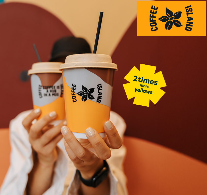 Earn 2times more yellows with online orders at Coffee Island!