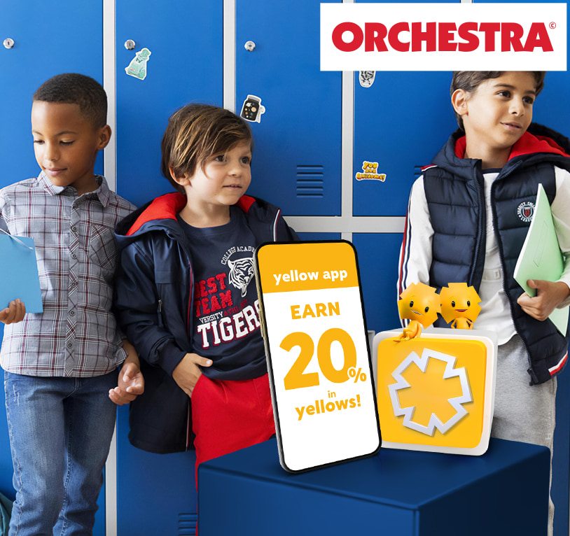 Back to School with up to 10% in yellows at Orchestra!